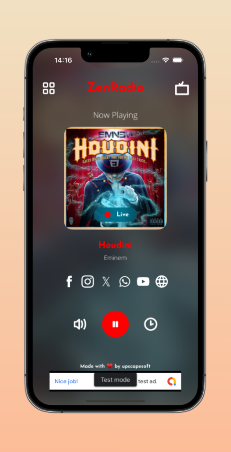 ZenRadio - A Single Station Radio & TV App | ADMOB, ONESIGNAL, FIREBASE by upscapesoft